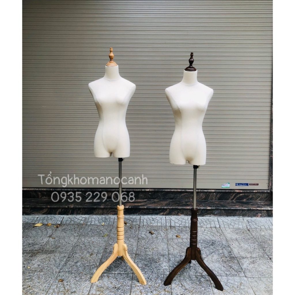 Manocanh nữ bán thân chân gỗ, chóp gỗ giá rẻ - canh xinh